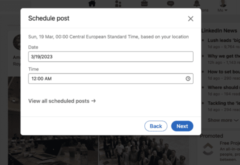 How do I find my scheduled post on LinkedIn? | Minter Dial